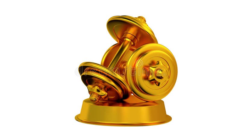Dumbbell Gold Trophy with Marble Bases in Infinite Rotation Stock ...