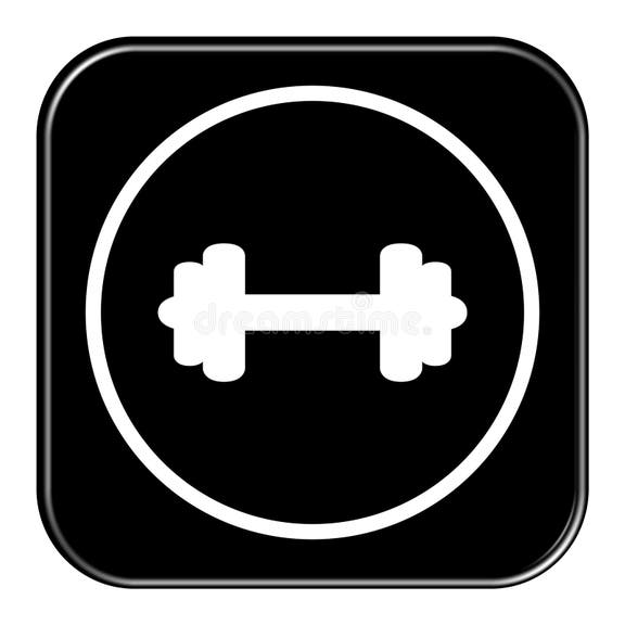Dumbbell - White Icon on Black Web Button Stock Illustration ...