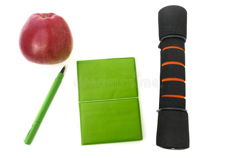 Dumbbelll and Notebook Isolated White Stock Photo - Image of strength ...