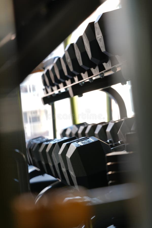 Dumbbell in the Gym Hall Table Stock Image - Image of design, equipment ...