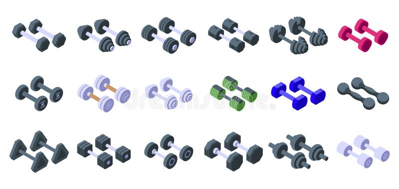 Dumbbells Icons Set Isometric Vector. Gym Bell Stock Vector ...