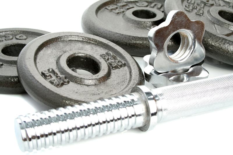 Dumbbells set on white stock image. Image of chrome, human - 2931563