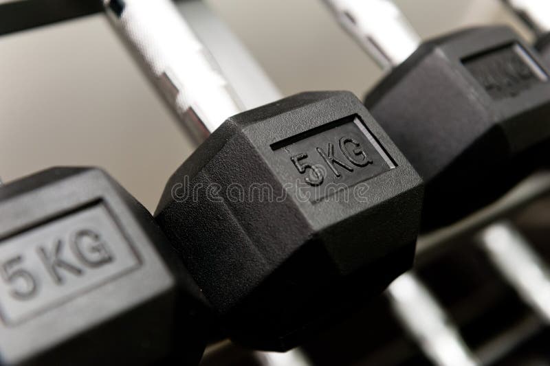 Dumbell 5kg stock photo. Image of exercise, steel, chrome - 34870280