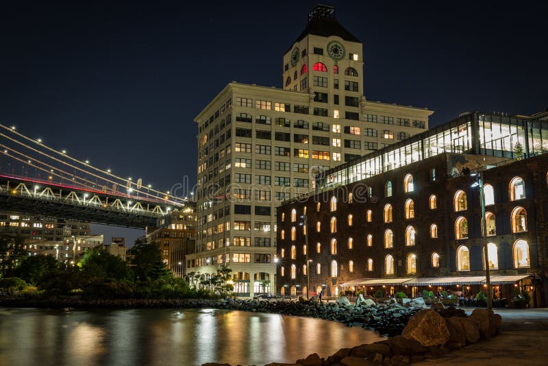 Dumbo Brooklyn Waterfront, New York Stock Image - Image of nightscape ...