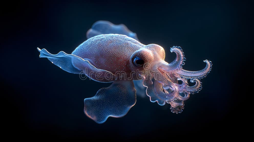 A Dumbo Octopus Glows in the Deep Sea Twilight. Generated Ai Stock ...
