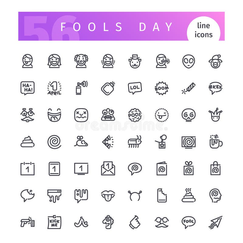 Dummkopf-Tageslinie Ikonen Eingestellt Vektor Abbildung - Illustration ...