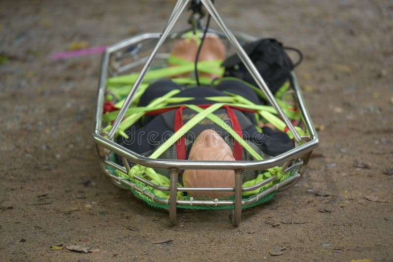 A Dummy Being Restrained in a Basket Stretcher Stock Photo - Image of ...