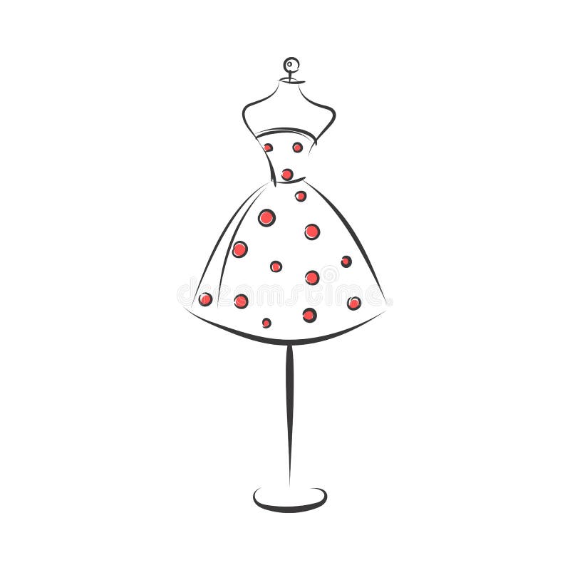 Dummy Dress Hand Drawing Contour Stock Vector - Illustration of fashion ...