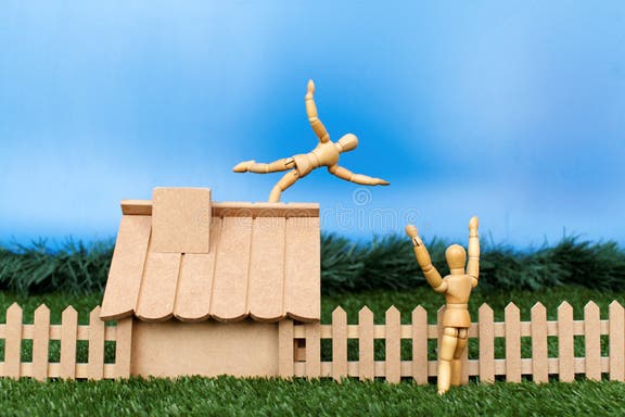 Dummy falling from roof stock image. Image of pose, miniature - 23372989