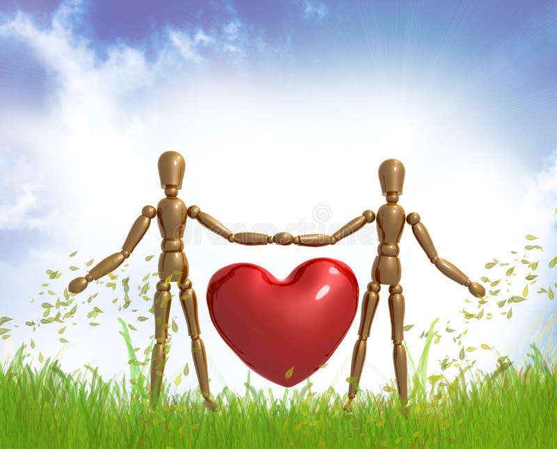 Dummy Figure Holding Valentine Heart Stock Illustration - Illustration ...