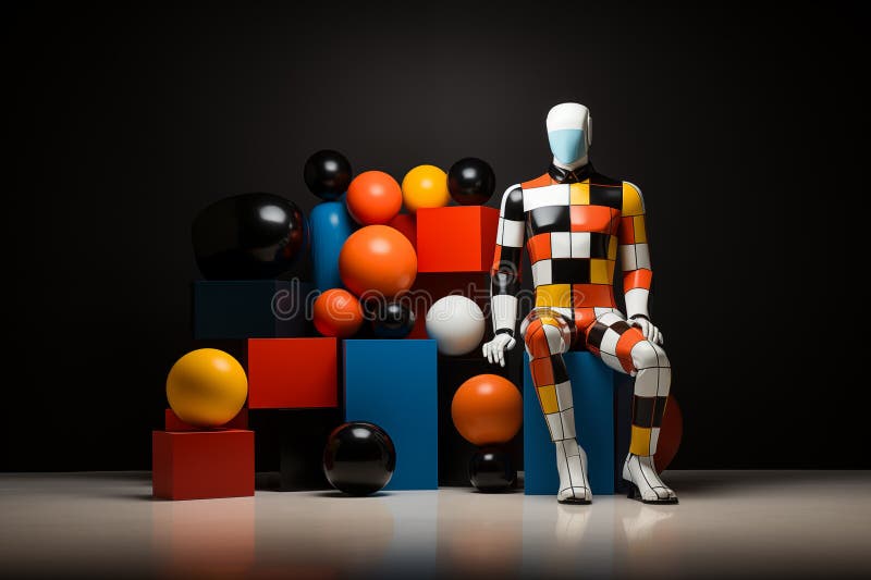 Dummy Mannequins and Other Colored Shapes, with Multiple Colored Blocks ...