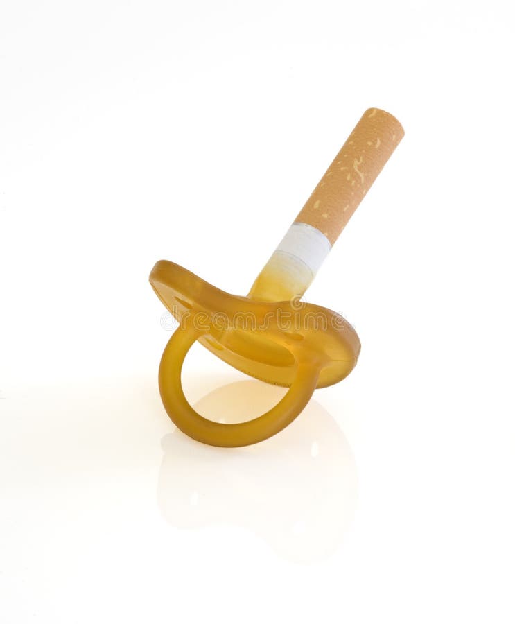 Dummy (pasifier) Cigarette. on White. Stock Image - Image of pacifier ...