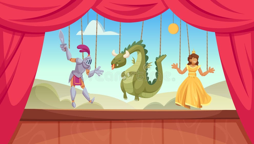 Dummy Strings. Theatrical Background Performance Stage with Wooden ...