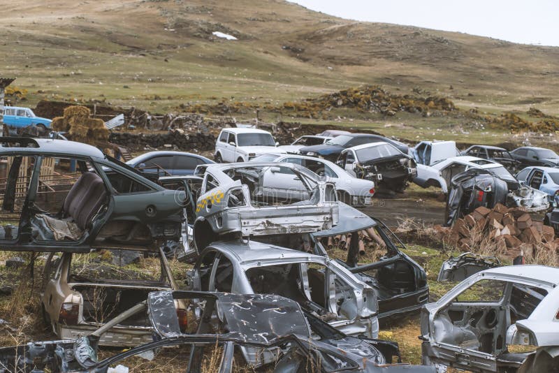 Dump Broken and Crashed Cars. Cemetery Cars Stock Photo - Image of ...