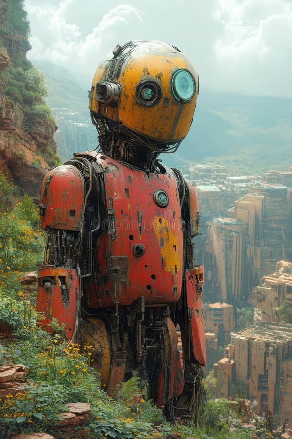 A Dump of Colorful Old Robots on Another Planet. Abandoned Old Robots ...