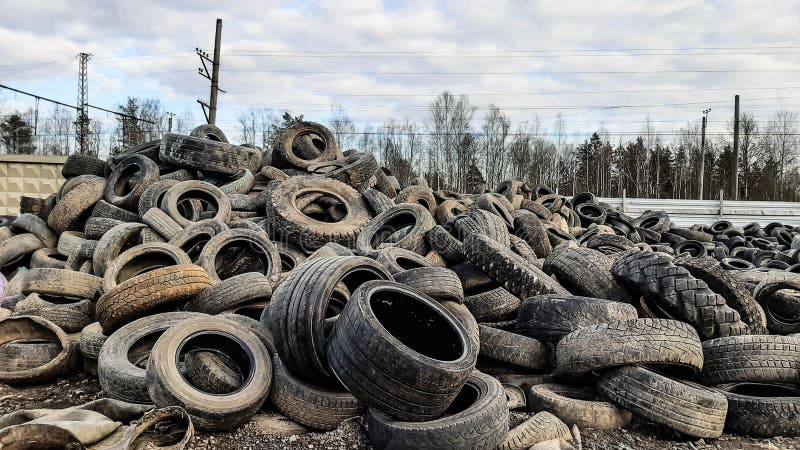 Dump of Old Car Tires for Recycling or Disposal Stock Image - Image of ...