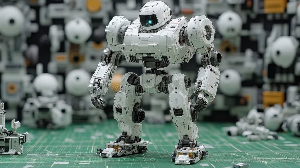 A Dump of Old White Robots on a Green Field . Abandoned Old Robots ...