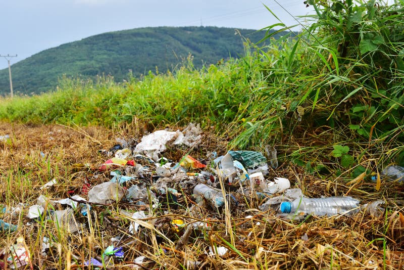 Dump Site Garbage in Nature Stock Image - Image of field, unclean ...