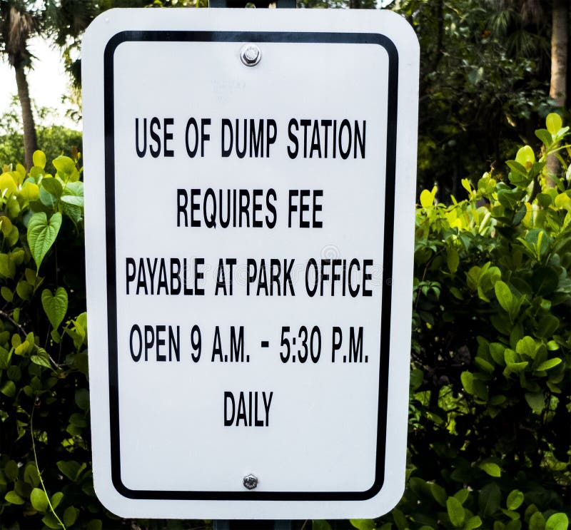 Dump Station Fee Sign at an RV Park Stock Image - Image of campground ...