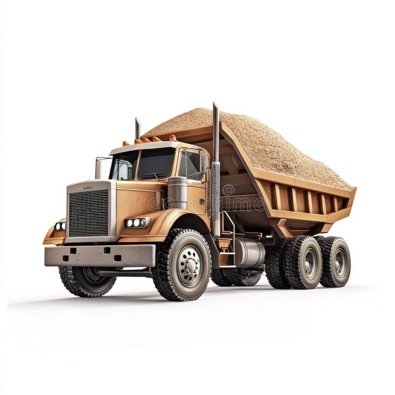 Dump Truck Filled with Sand Isolated on White Background. Heavy ...