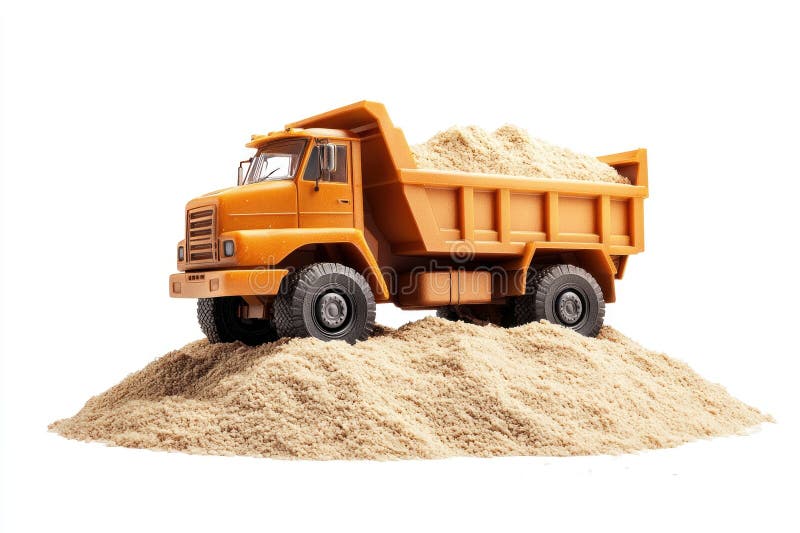 Dump Truck Filled with Sand Isolated on White Background. Heavy ...