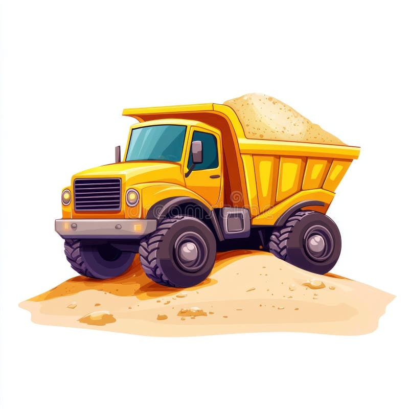 Dump Truck Filled with Sand Isolated on White Background. Heavy ...