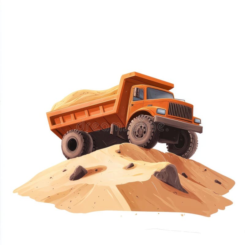 Dump Truck Filled with Sand Isolated on White Background. Heavy ...