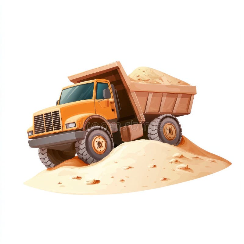 Dump Truck Filled with Sand Isolated on White Background. Heavy ...
