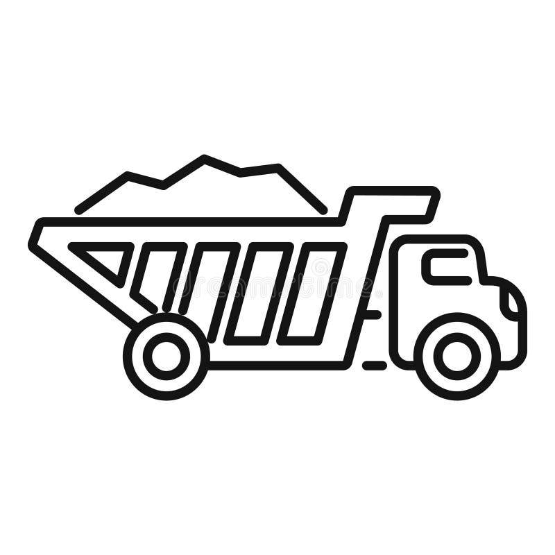 Dump Truck Carrying Load Line Icon Side View Stock Illustration ...