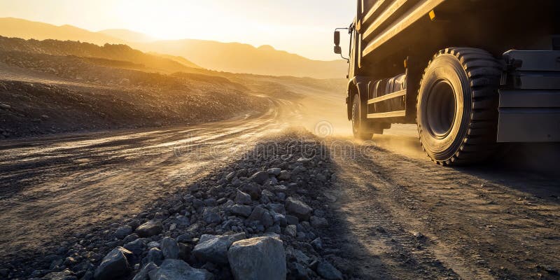 A Dump Truck Driving Down a Dirt Road in the Desert Stock Photo - Image ...
