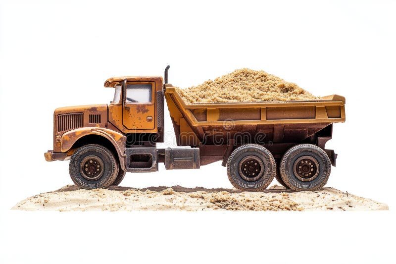 Dump Truck Filled with Sand Isolated on White Background. Heavy ...