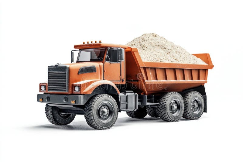 Dump Truck Filled with Sand Isolated on White Background. Heavy ...