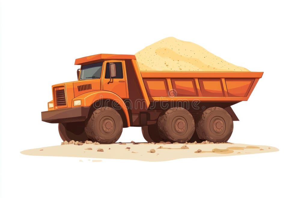 Dump Truck Filled with Sand Isolated on White Background. Heavy ...