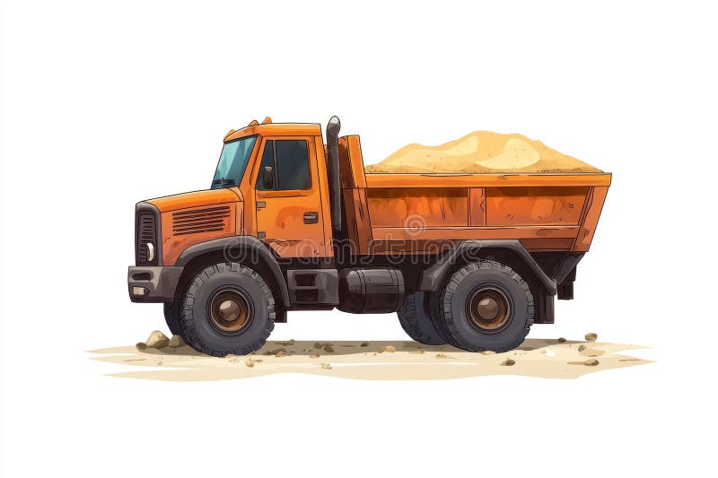 Dump Truck Filled with Sand Isolated on White Background. Heavy ...