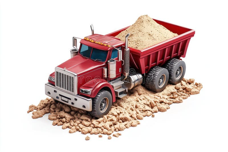 Dump Truck Filled with Sand Isolated on White Background. Heavy ...