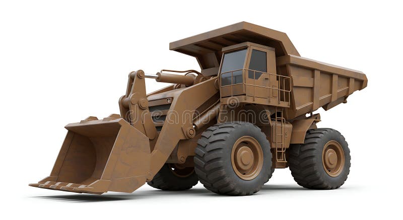 Dump Truck with Front Loader on White Background Stock Image - Image of ...