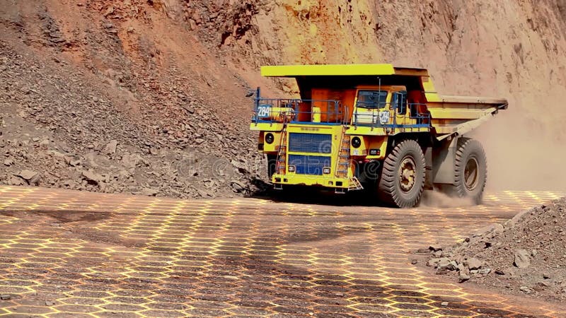 The Modern Quarry Truck Drives through the Quarry. Visualization of the ...