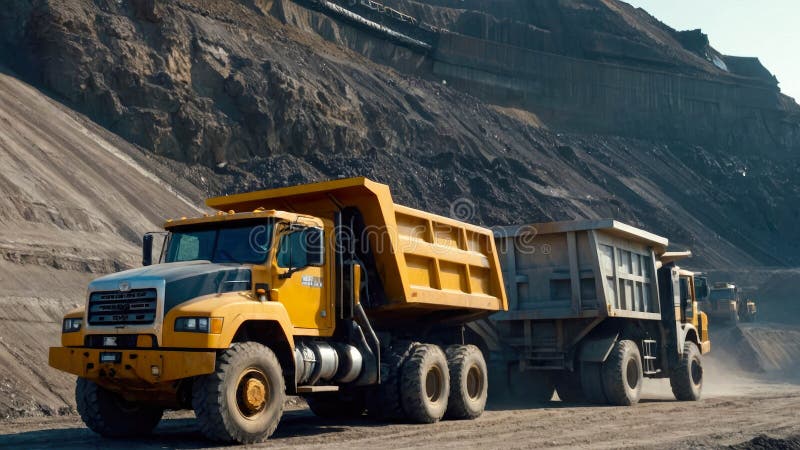 Dump Truck in an Open Pit Mine Stock Illustration - Illustration of ...