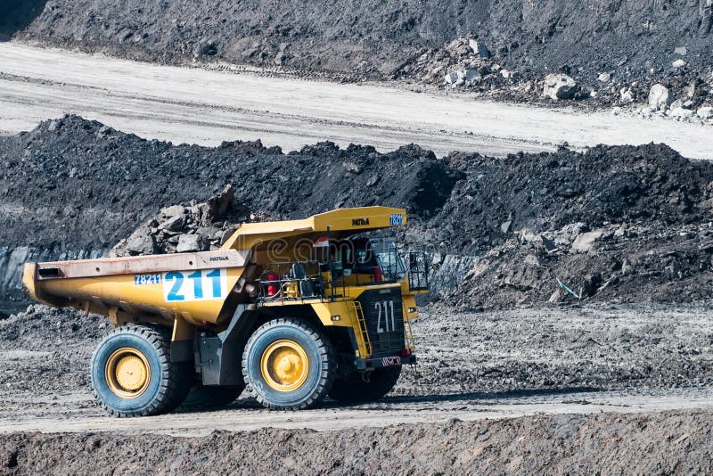 The Dump Truck in the Quarry., Production of Coal in the Coal Mine ...
