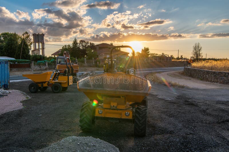 Dump Truck at a Road Construction Site Stock Image - Image of ...