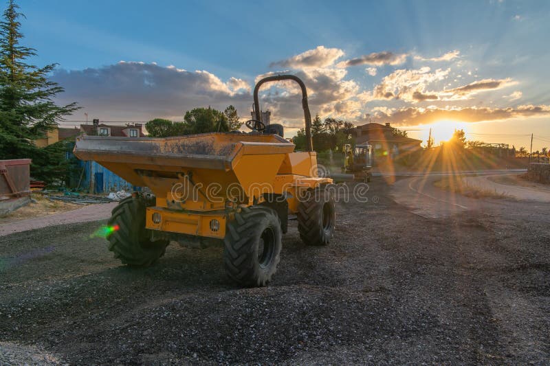 Small Dumper at a Road Construction Site Stock Image - Image of ...