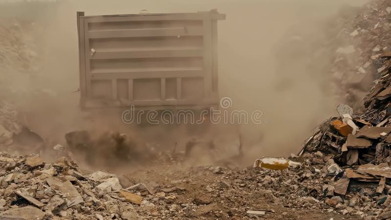 Dump Truck Unloading Construction Debris in Landfill Stock Video ...