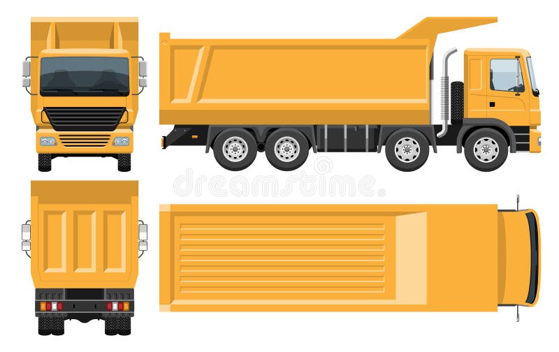 Dump Truck Vector Illustration Side, Front, Back View Stock Vector ...