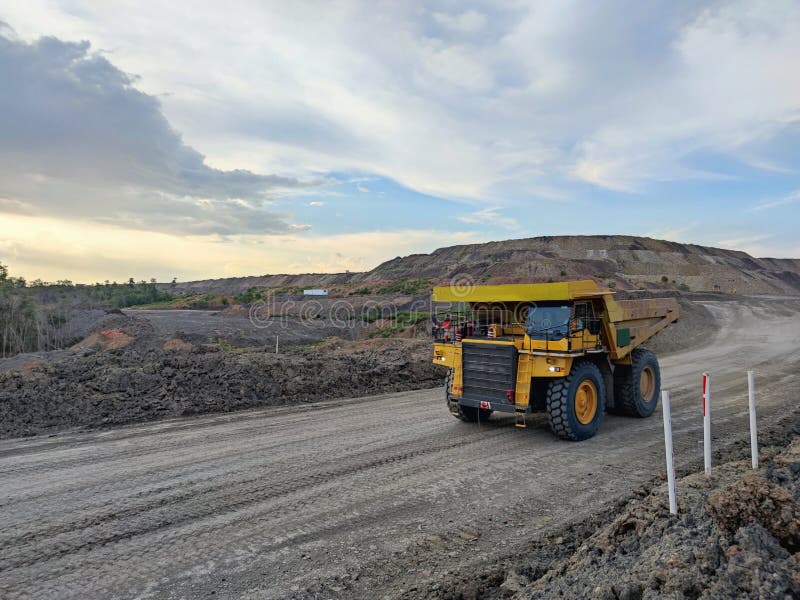 Dump Truck Working in Coal Mine Area. Stock Photo - Image of area, dump ...