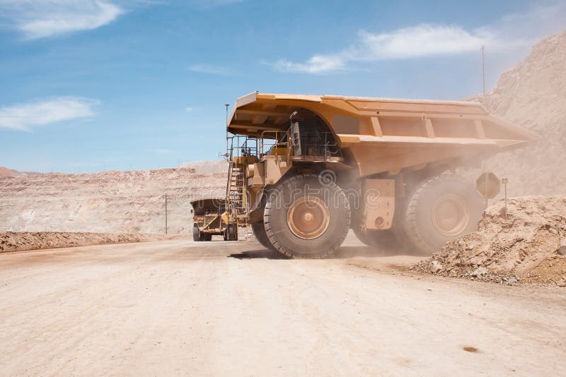 Dump Trucks at an Open-pit Copper Mine Stock Photo - Image of dust ...