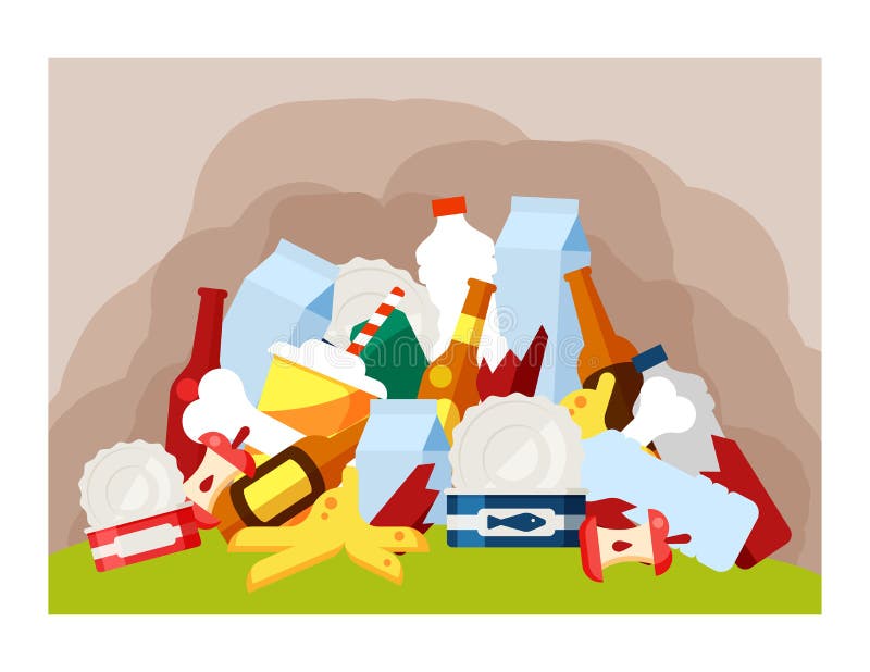 Dump of Unsorted Garbage Illustration. Environmental Pollution with Non ...