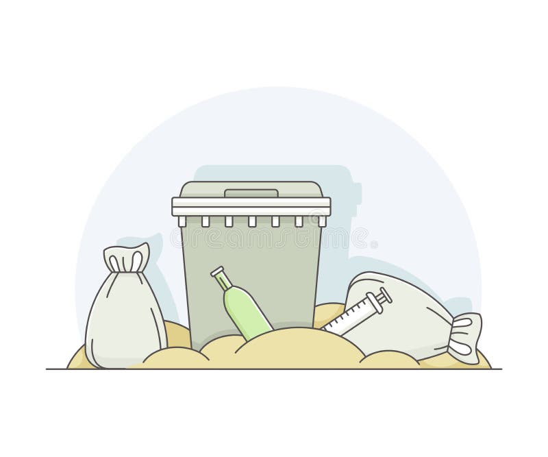 Dump of Unsorted Garbage Illustration. Environmental Pollution with Non ...