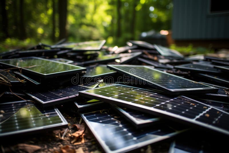 Problem of Disposal and Recycling of Solar Panels Stock Photo - Image ...