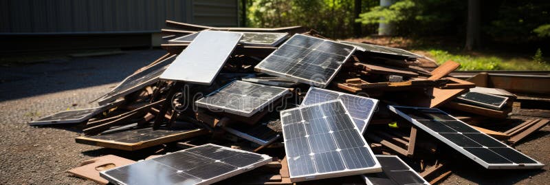 Problem of Disposal and Recycling of Solar Panels Stock Photo - Image ...