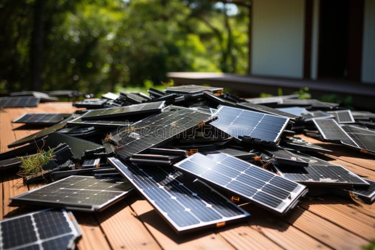 Problem of Disposal and Recycling of Solar Panels Stock Photo - Image ...